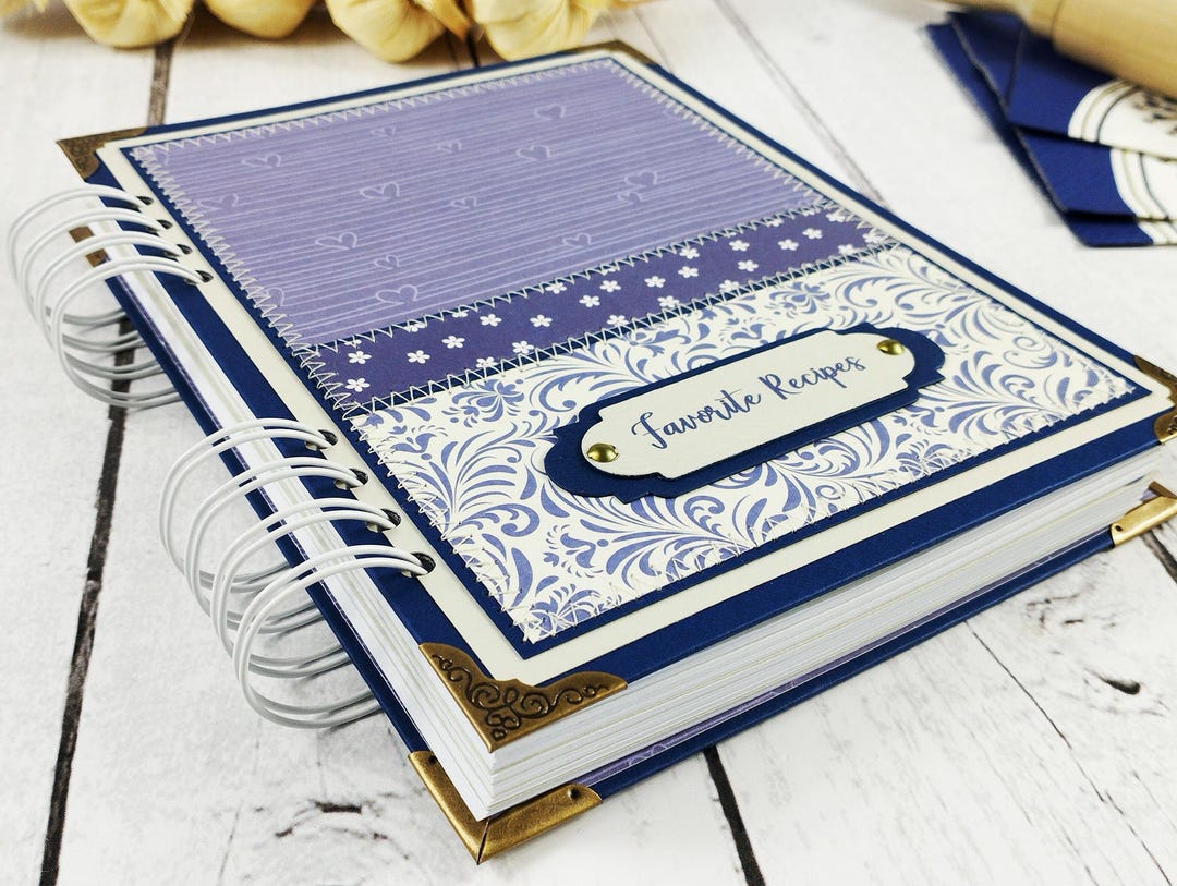 Navy Blue Blank A5 Spiral Recipe Book to Write In, Floral Recipe Book ...