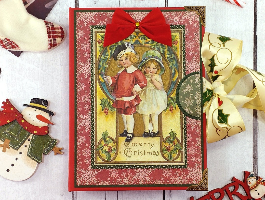 Vintage Christmas Scrapbook Album, Old Style Christmas Photo Album ...