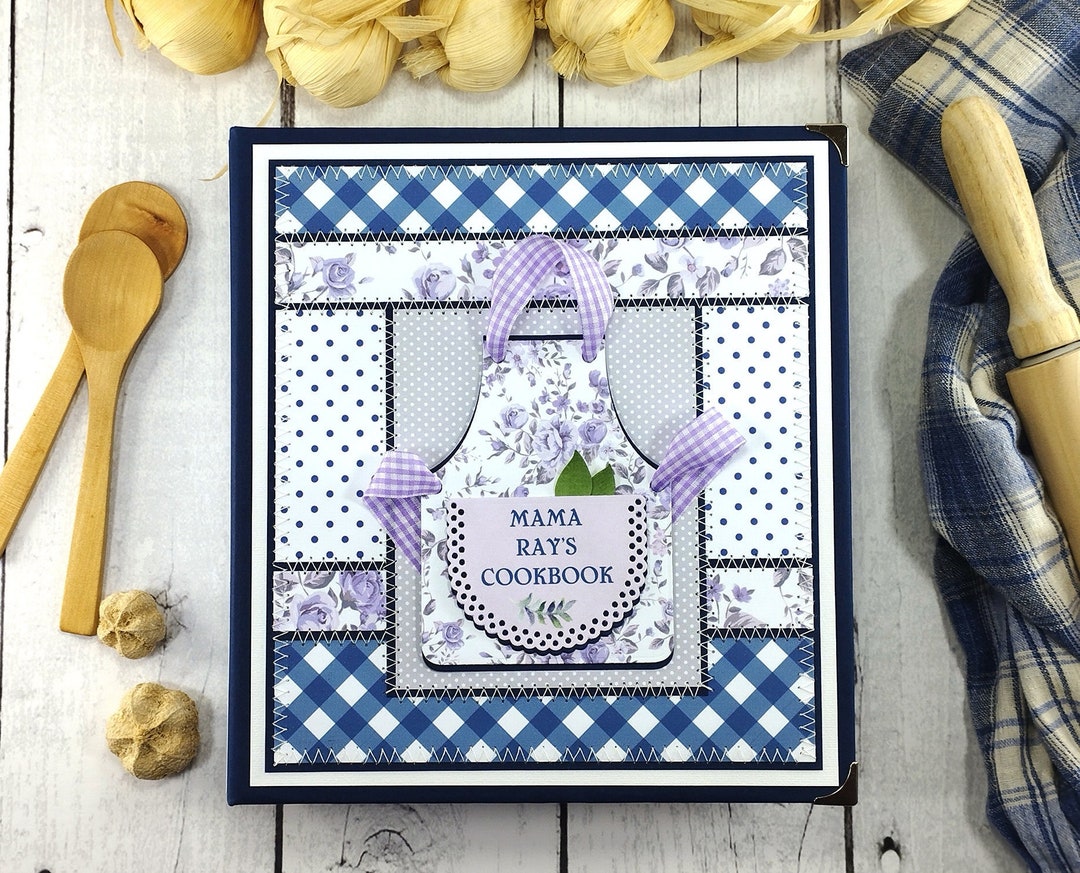 Navy Blue and White Recipe Book Binder With Dividers, Personalized ...