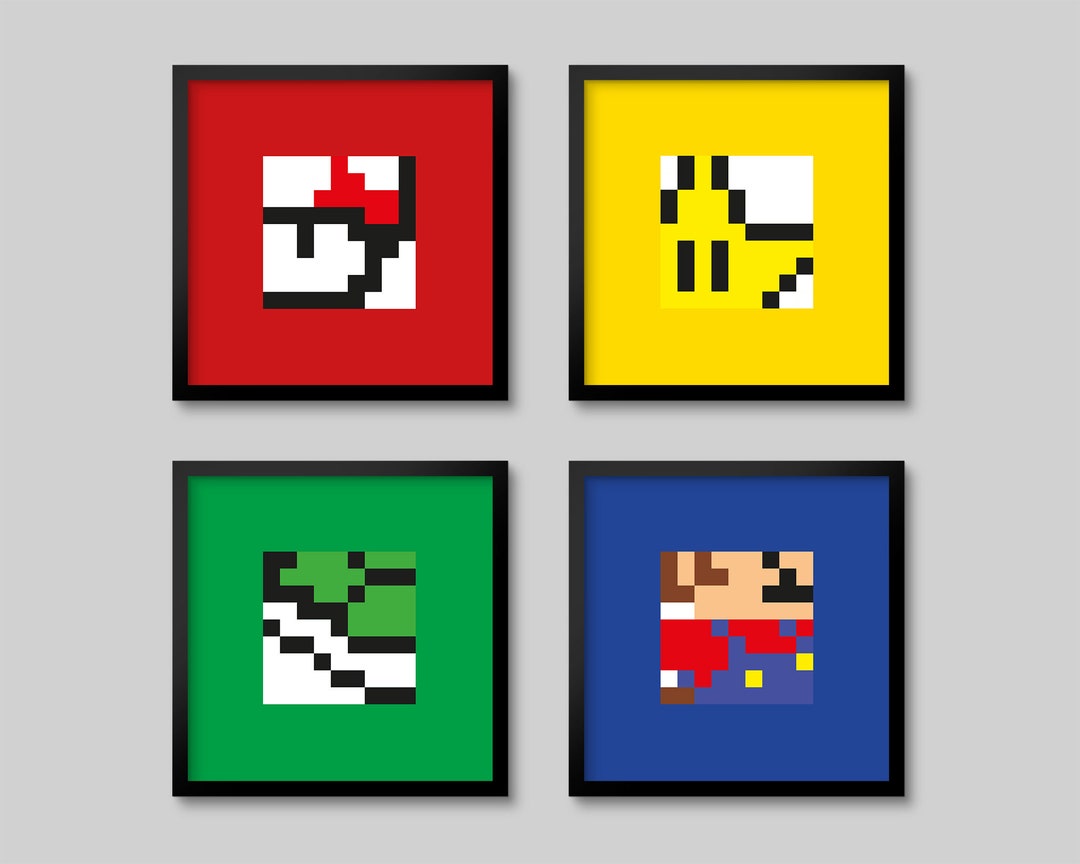 4 Super Mario Nintendo Pixel 8bit Posters - Set 1 - Etsy