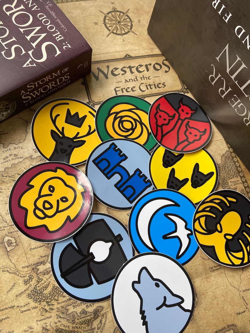 Game of Thrones House Sigil Stickers, Westeros Crests (75mm) - Etsy