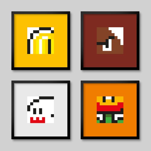 4 Super Mario Nintendo Pixel 8bit Posters Set 1 - Etsy UK