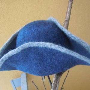 Pirate Triangle Hat Dark Blue Wool Felt Hat With Gray Edge Pirate Hat ...