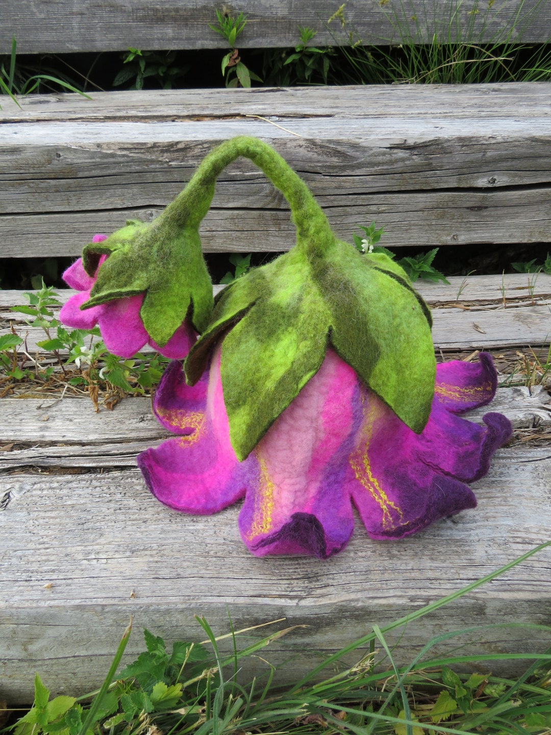 Pink Purple Bellflower Hat With a Little Flower at the End Fairy Flower ...