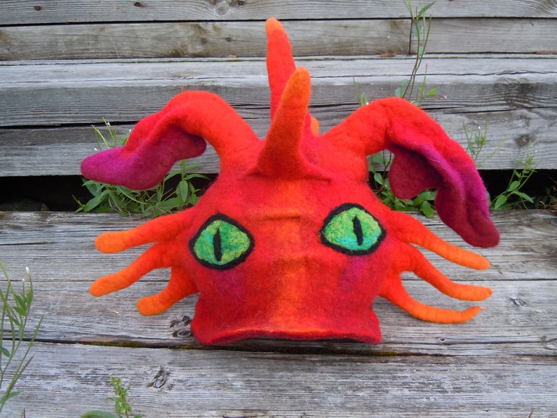 RED DRAGON HAT Fantasy Felt Hat Red Flame Fire Festival Hat - Etsy