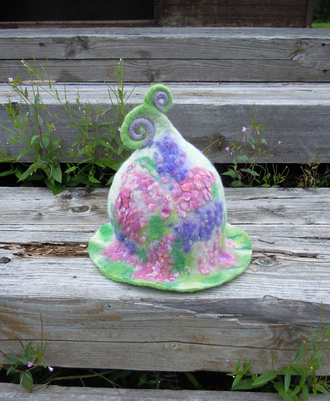 Lilac Hat Felt Wool Hat Sauna Hat Witch Hat Pixie Hat Elf Hat Gnome Hat ...
