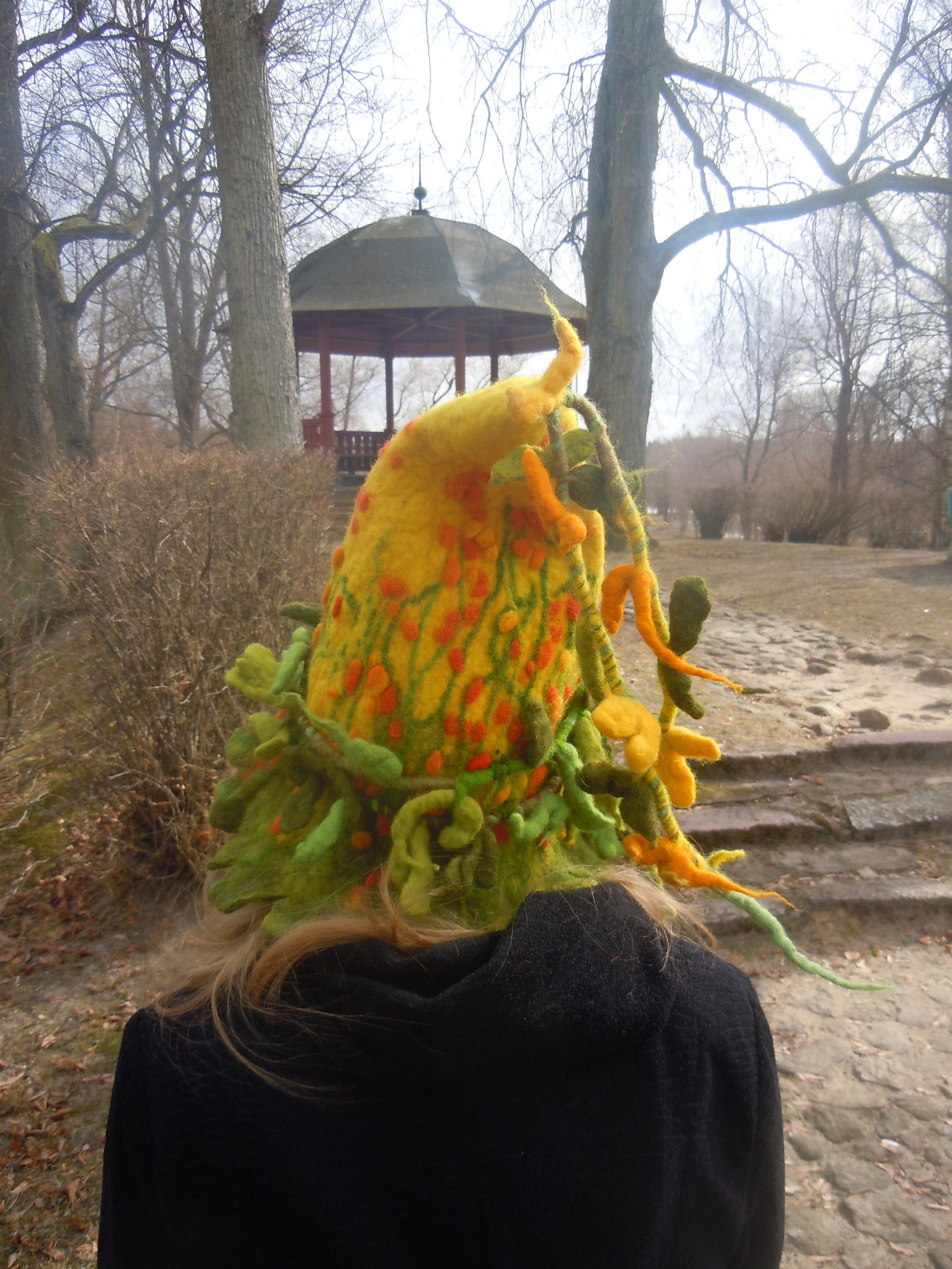 Witch Hat Wizard Magic Hat Green Yellow Witch Costume Magic Mystery Hat ...