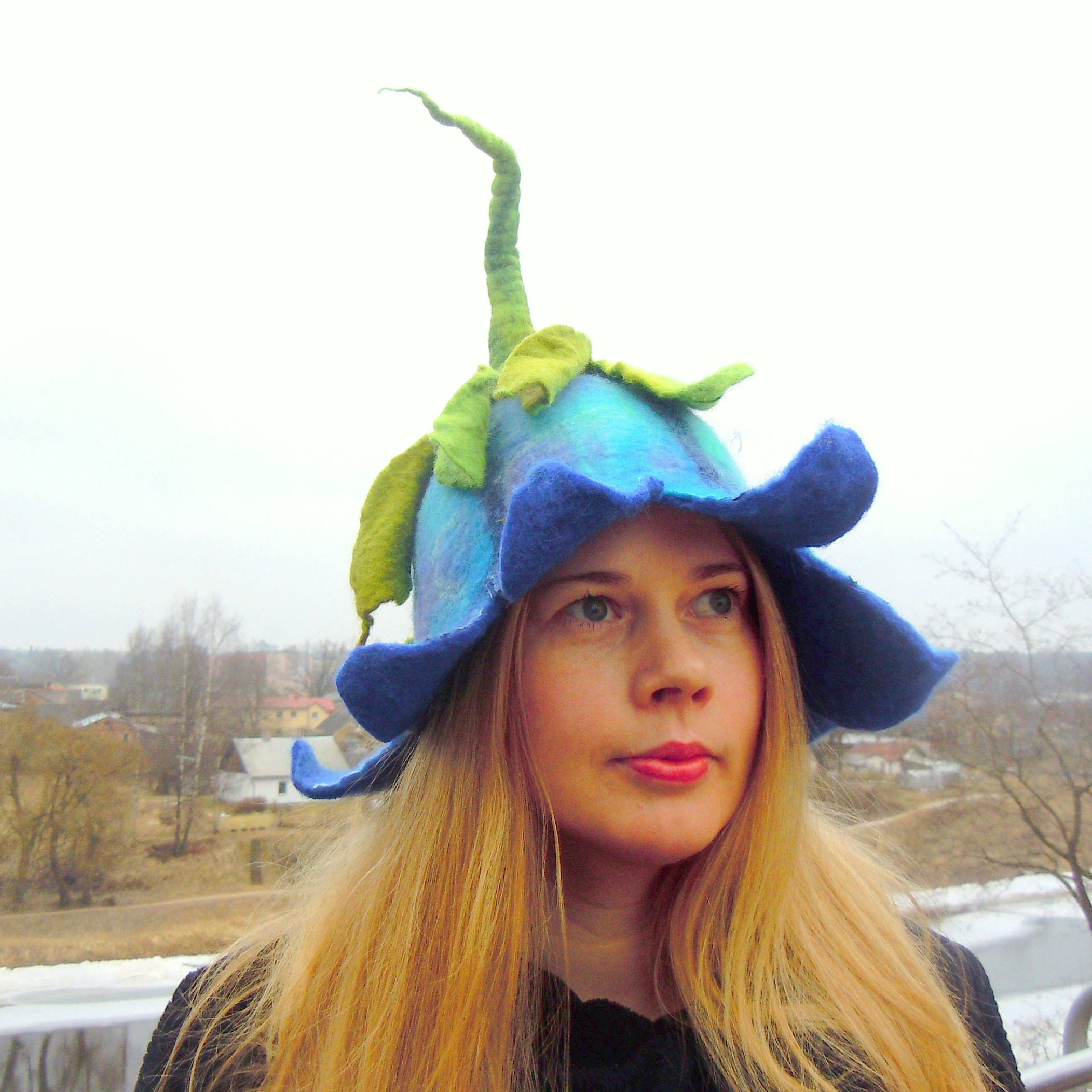 Beautiful Bell Shaped Hat Blue Bell Flower Hat Pixie Hat - Etsy