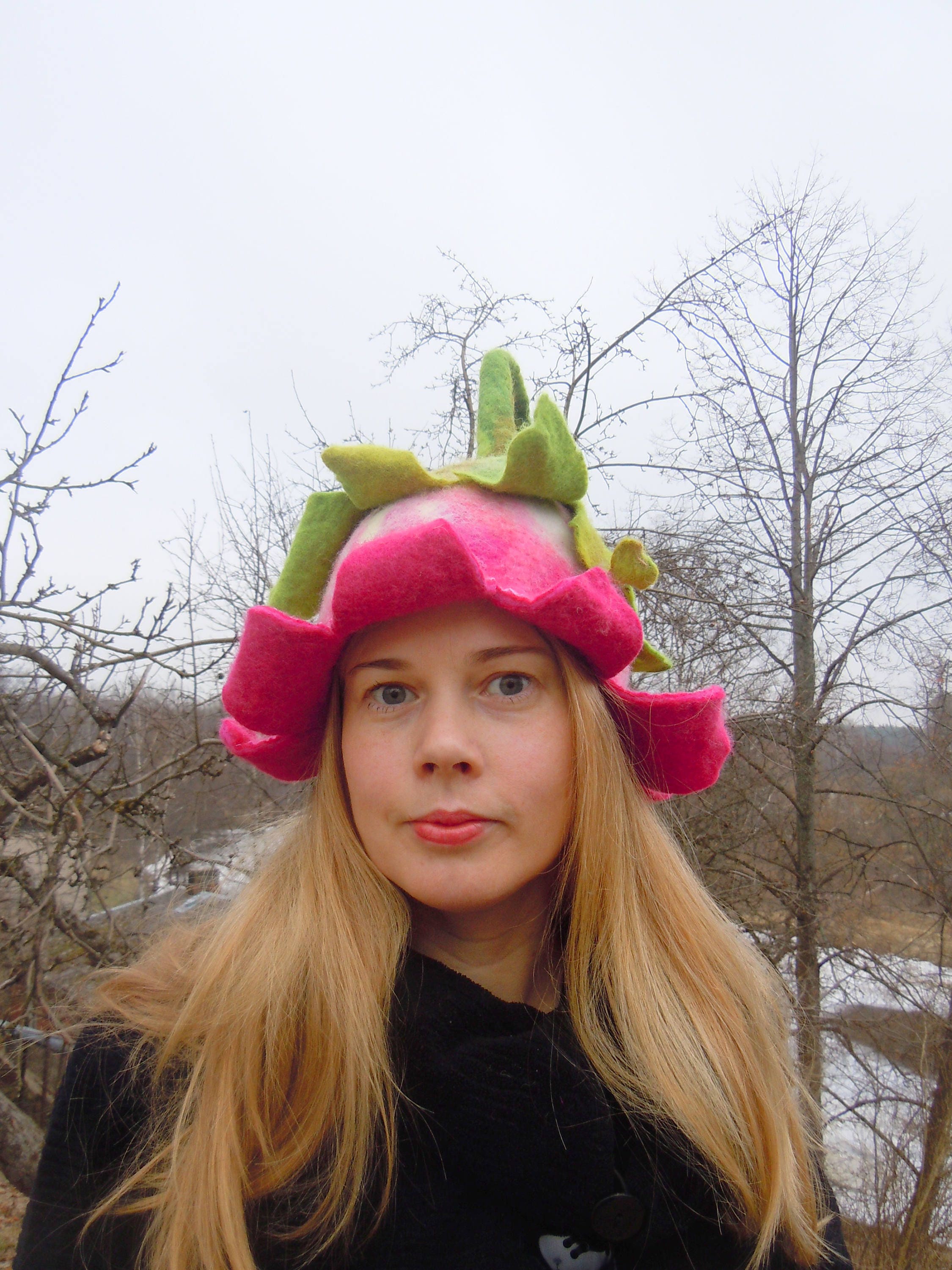 Beautiful Bell Shaped Hat Pink Bell Flower Hat Pixie Hat Elf Hat Funny ...