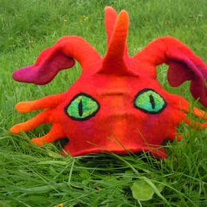 RED DRAGON HAT Fantasy Felt Hat Red Flame Fire Festival Hat Men's or ...