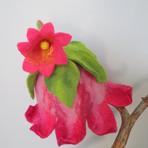 Beautiful Pink Bell Flower Hat With Rolled Stem Pixie Hat, Winter Hat ...