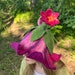 Pink and Purple Bell Flower Hat With Rolled Stem Pixie Hat, Winter Hat ...