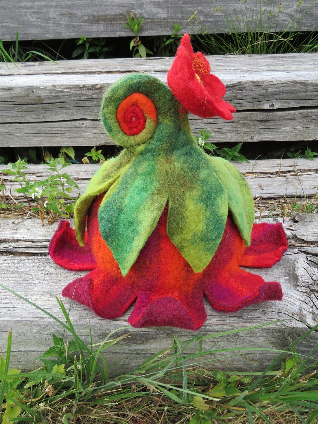 Beautiful Red and Dark Red Bell Flower Hat With Rolled Stem, Fairy Hat ...