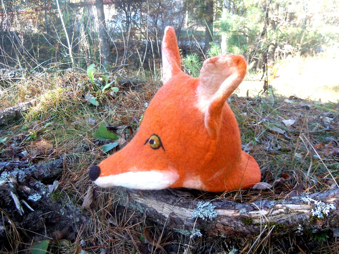 FOX HAT Fox felt hat Fox costume hat Fox mask Adult animal hat | Etsy