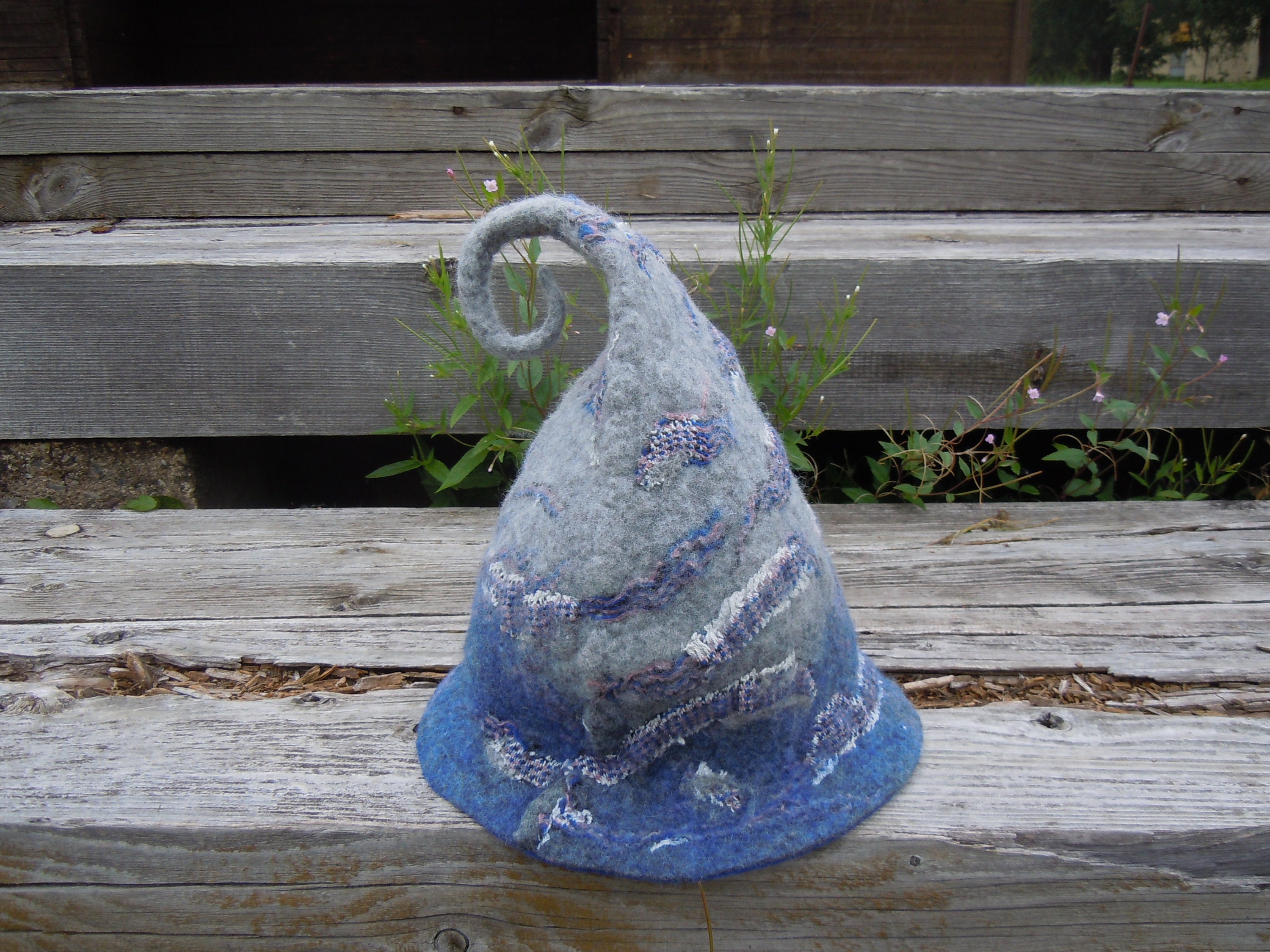 Gray and Blue Elf Hat Witch Hat Wizard Magic Hat Christmas | Etsy