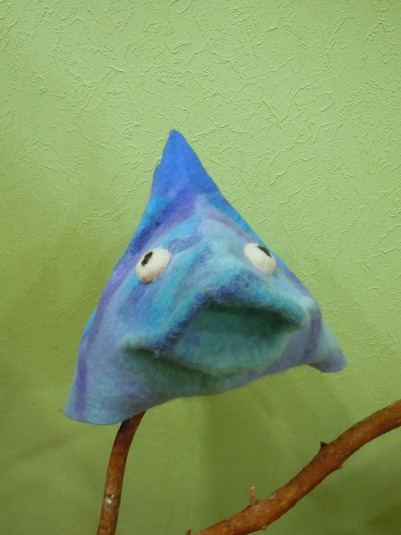Blue Fish Hat Felt Wool Hat Fishing Gift for Men Sauna Hat Animal Hat ...