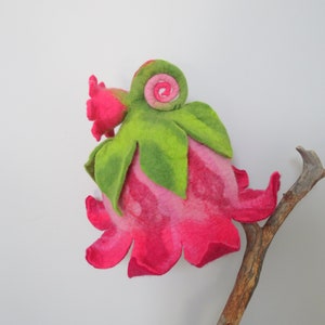 Beautiful Pink Bell Flower Hat With Rolled Stem Pixie Hat, Winter Hat ...