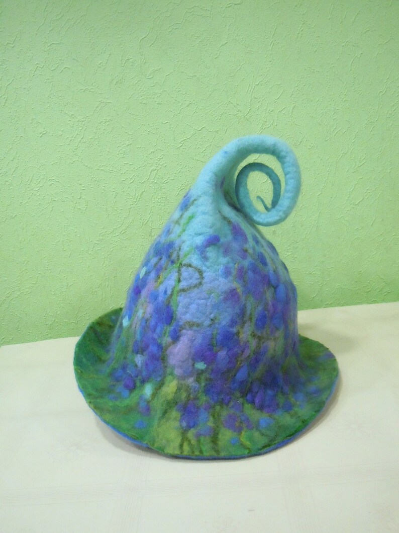 Blue Floral Gnome Hat Witch Hat Wizard Magic Hat Fantasy Hat - Etsy