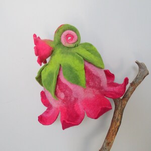 Beautiful Pink Bell Flower Hat With Rolled Stem Pixie Hat, Winter Hat ...