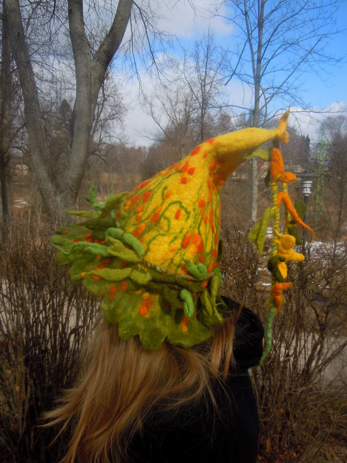 Witch Hat Wizard Magic Hat Green Yellow Witch Costume Magic - Etsy