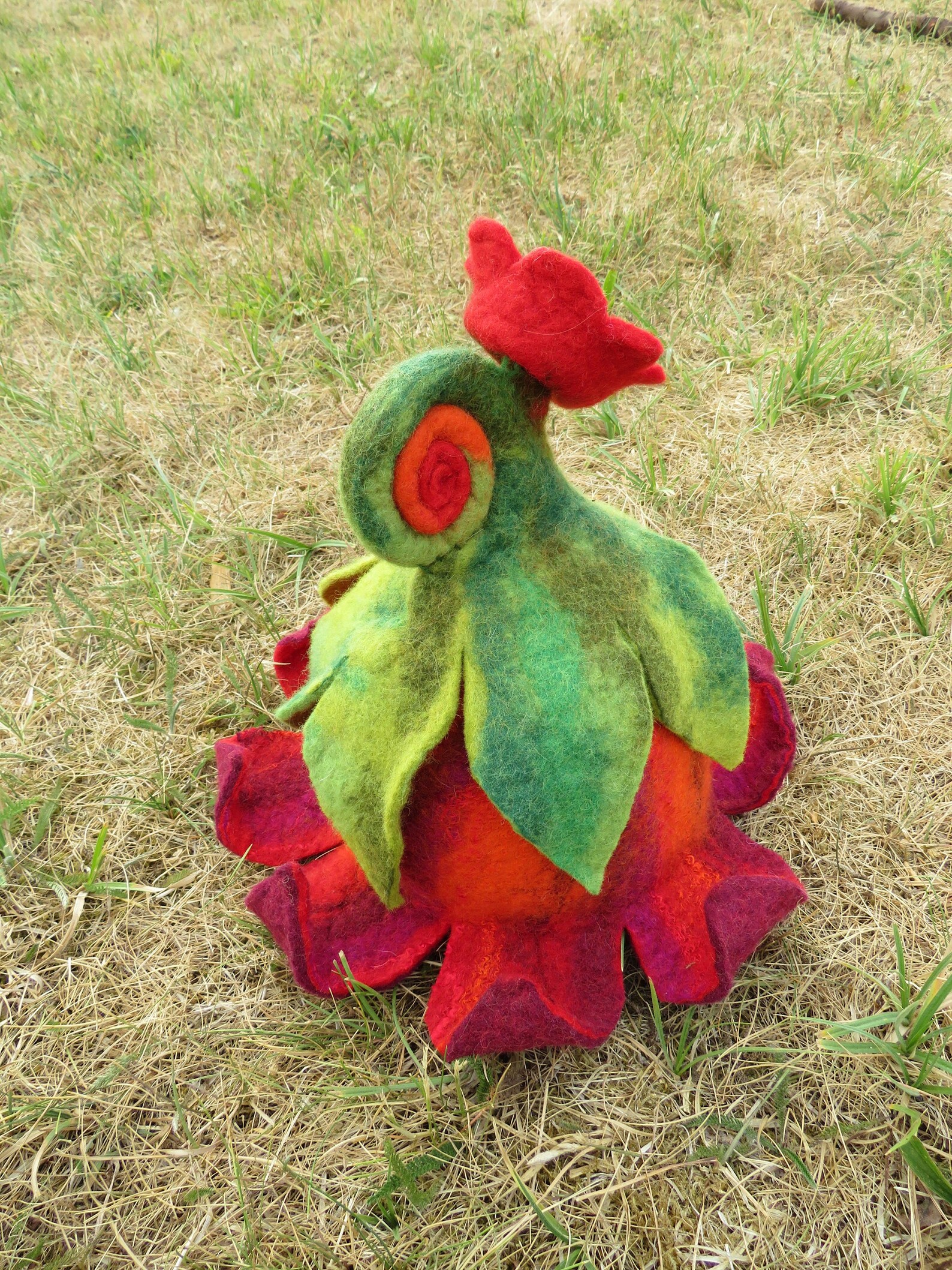 Beautiful Red and Dark Red Bell Flower Hat With Rolled Stem, Fairy Hat ...