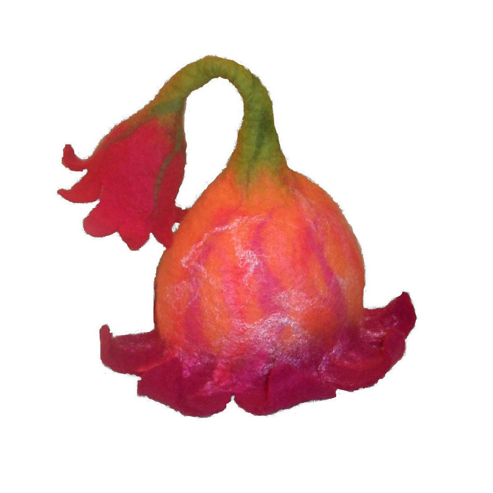 Pink and Purple Bell Shaped Hat With a Little Flower at the End Flower ...
