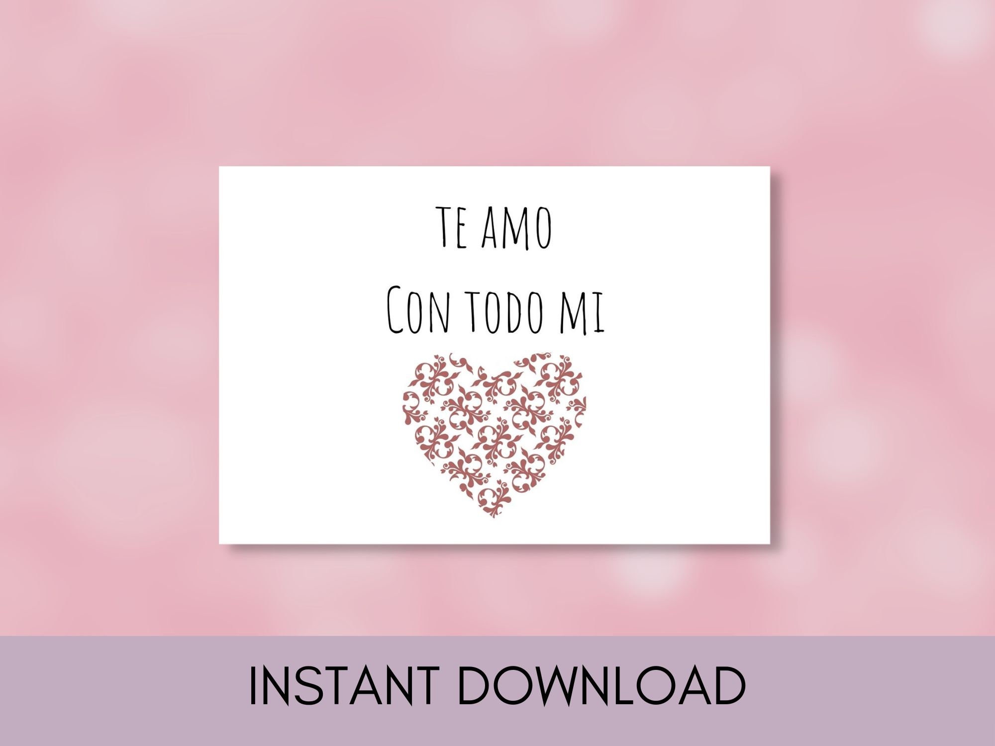 Te Amo Con Todo Mi Corazón; Victorian Style Heart Greeting Card in ...