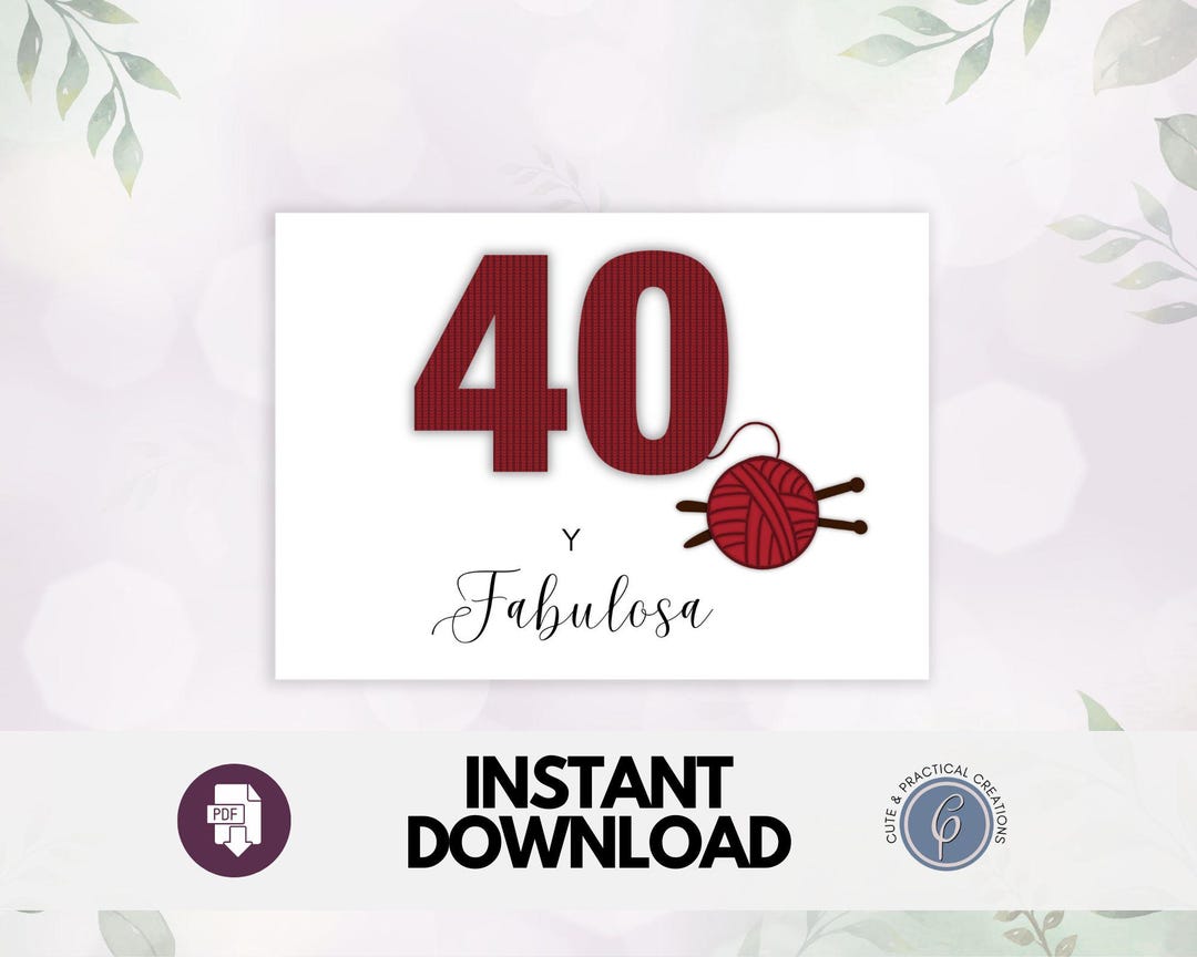 Printable "40 Y Fabulosa" Birthday Card in Spanish | Last-minute Gift ...