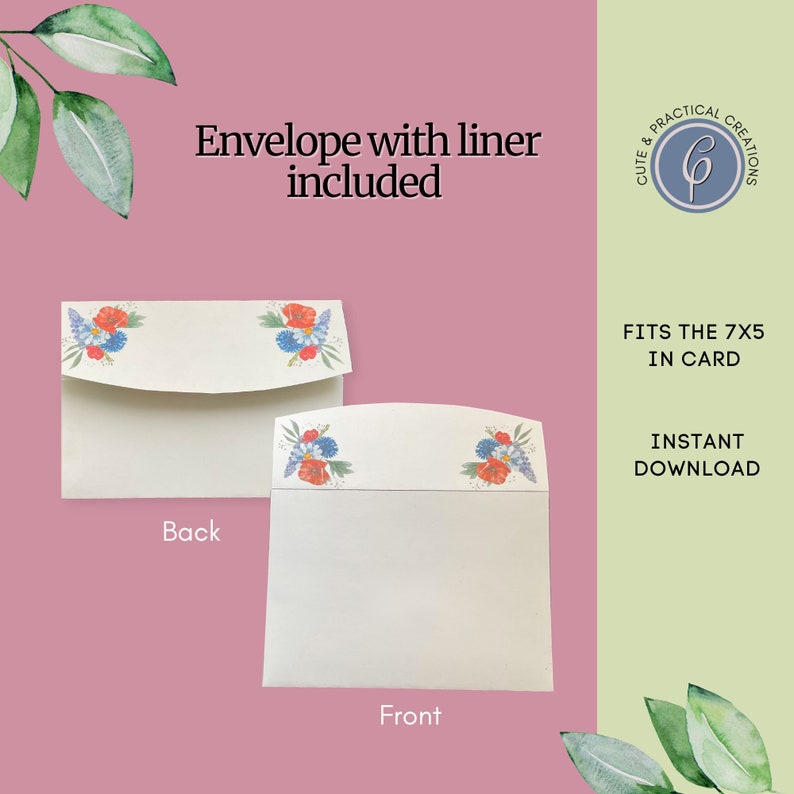 Printable Floral Envelope Template With Liner Included for - Etsy