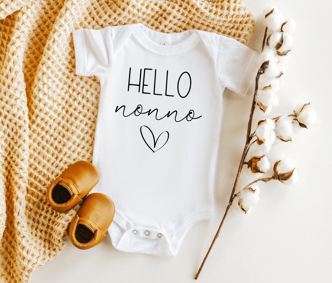 Hello Nonno Baby Onesie ®, Pregnancy Announcement, Pregnancy Reveal for Grandparents, - Etsy