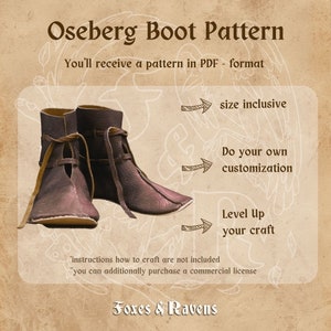 Oseberg Viking Leather Boot Digital Pattern + Video Size EU36 to EU48 ...