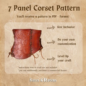 7 Panel Corset Digital Pattern for Leather or Foam + Video Tutorial - Etsy