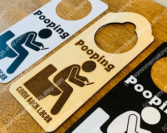 Pooping Door Tag, Pooping Come Back Later Do Not Disturb Door Hanger ...