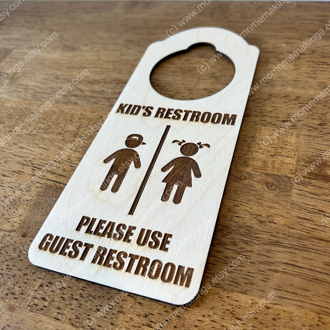 Kids Restroom Sign- Dirty Bathroom Children - Door Tag Hanger - Etsy