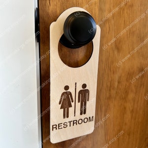 Restroom Sign- Restroom Bathroom - Door Tag Hanger - Etsy