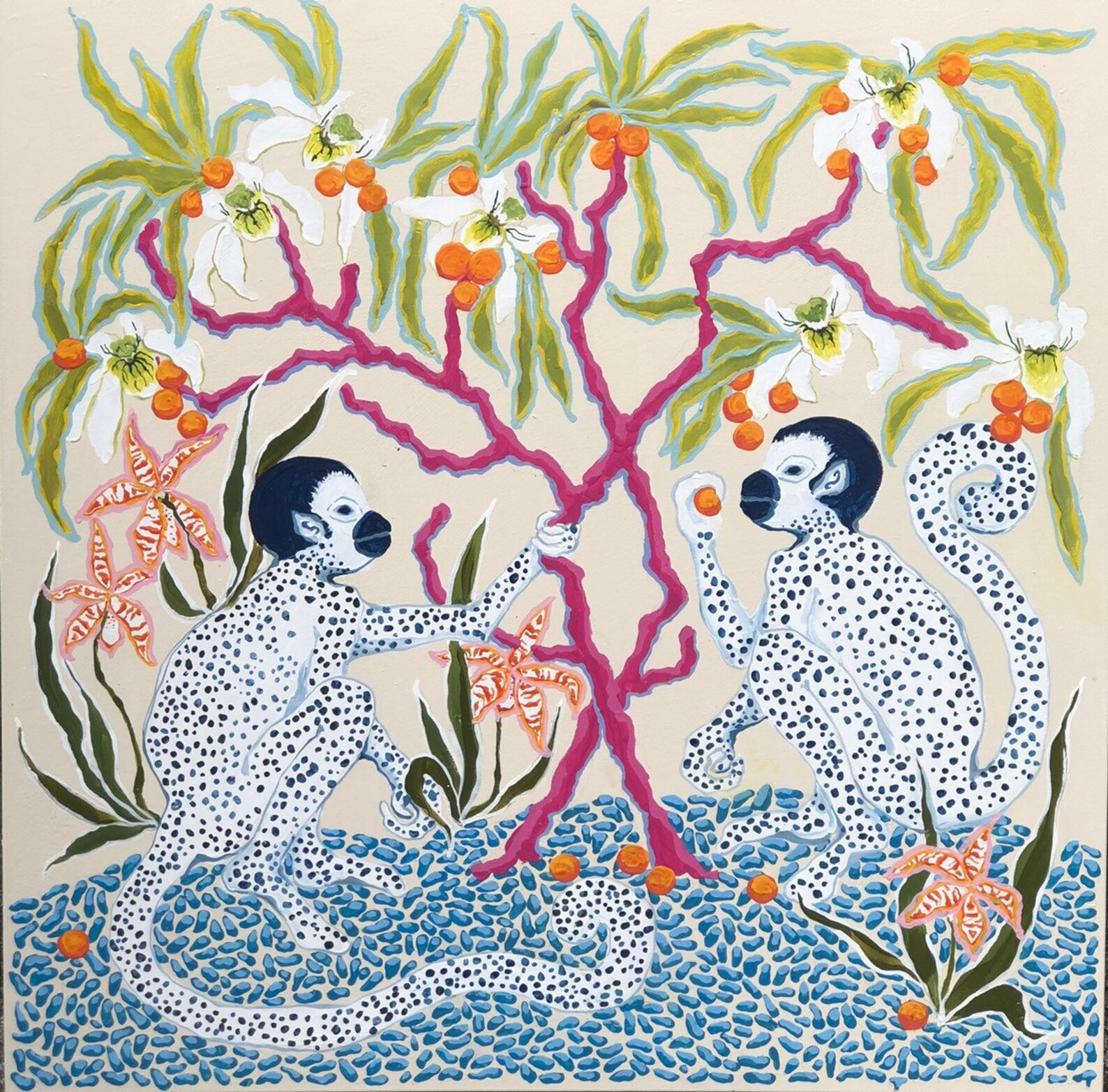 ART PRINT Monkeys Blue Pebbles - Etsy