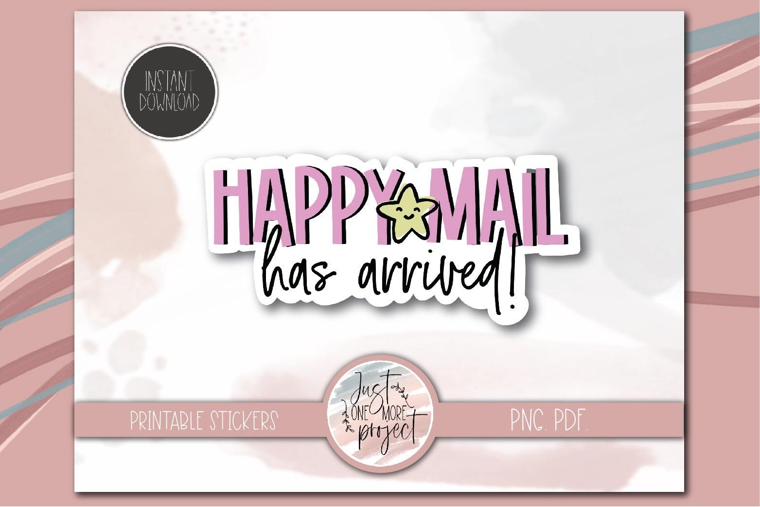 Happy Mail Has Arrived Printable Sticker Happy Mail Png - Etsy