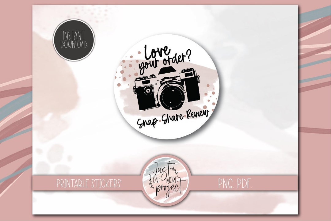 Snap Share Review Sticker, Love Your Order Sticker, Vintage Camera ...