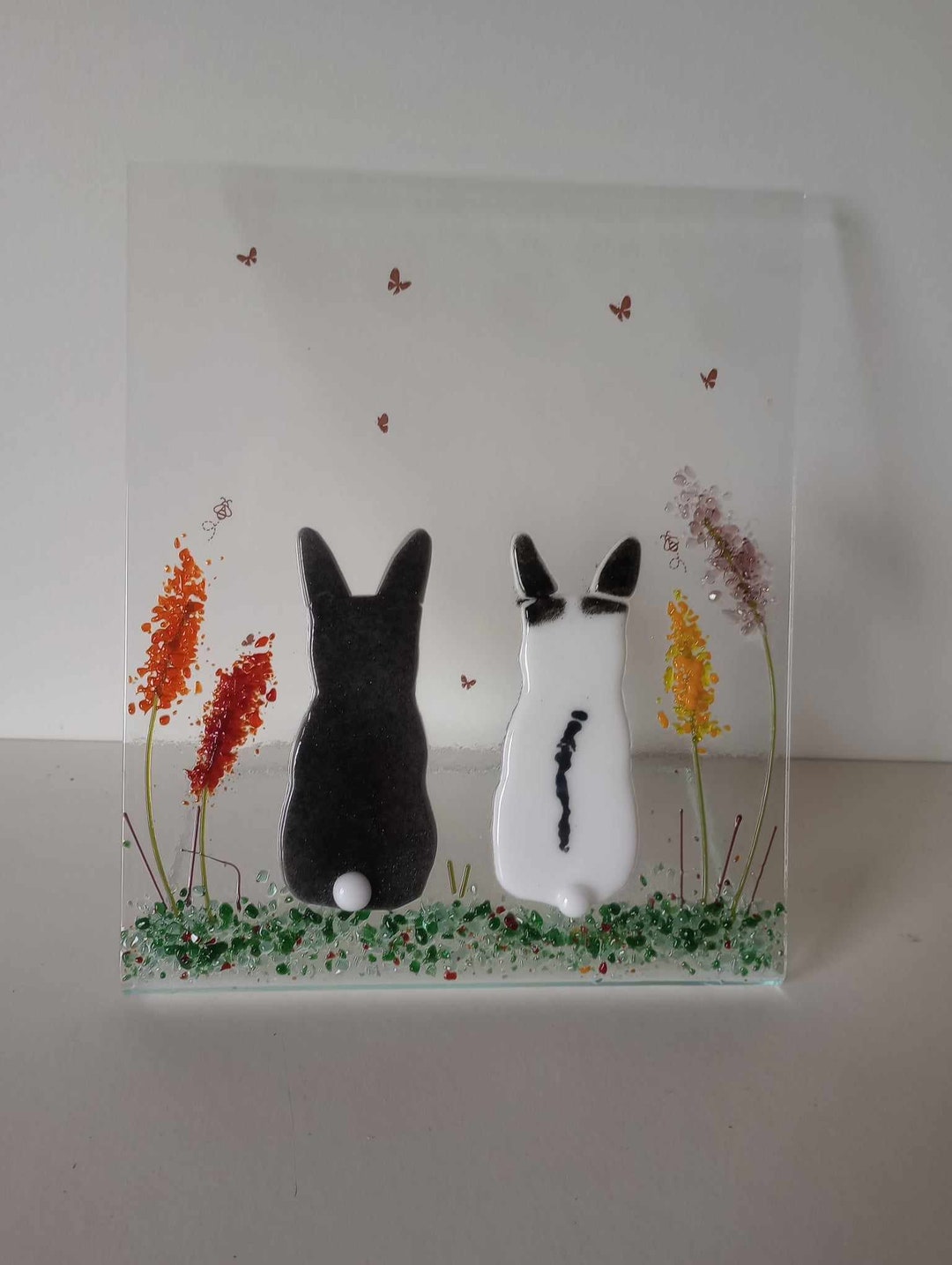Rabbit/bunny Sun Catcher in Fused Glass for Hanging or Free Standing - Etsy