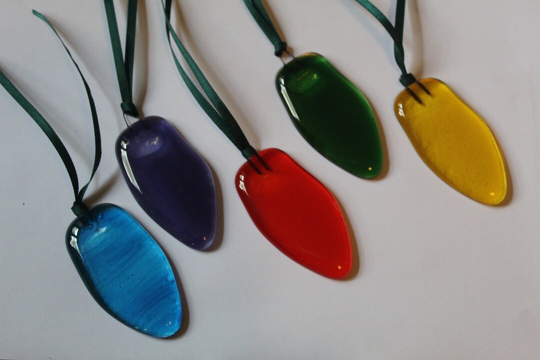 Fused Glass Christmas Ornament Set: Light Bulb Decorations - Etsy UK