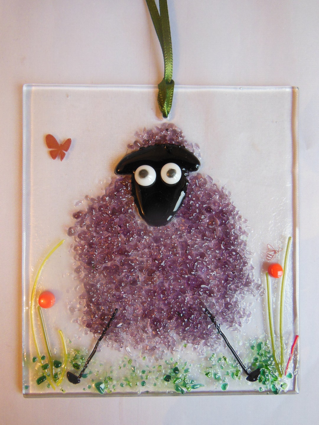 Fused Glass Sheep Suncatcher: Colorful Handmade Window Art - Etsy