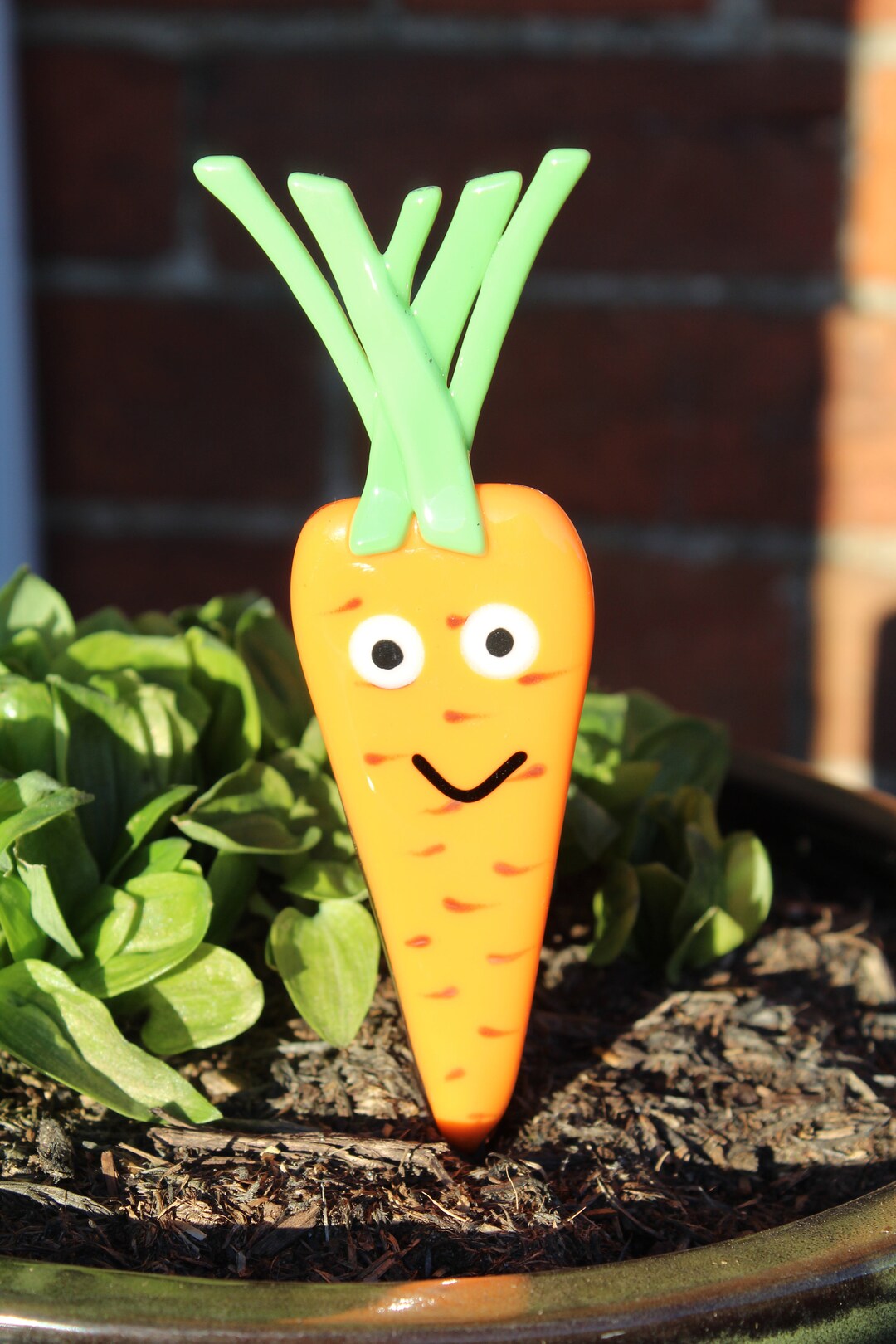 Carrot Garden Marker, Fun Sun Catcher. Fused Glass, Weatherproof. - Etsy