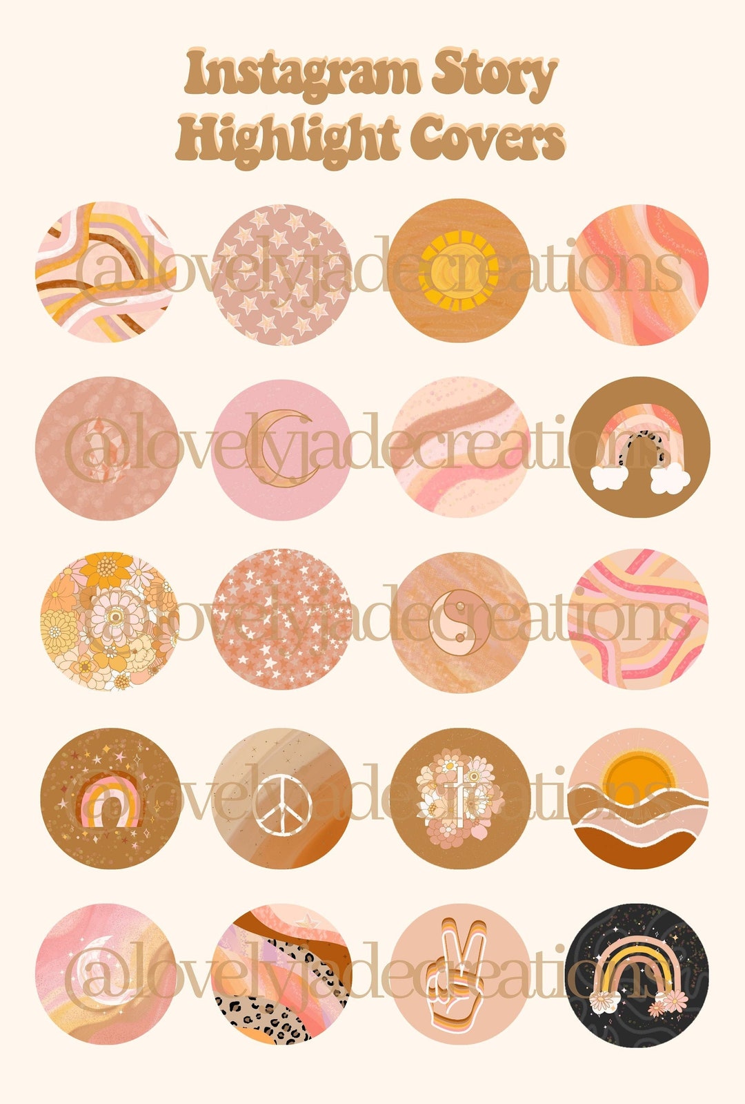 Retro Boho Instagram Story Highlight Cover, Instagram Highlight Covers ...