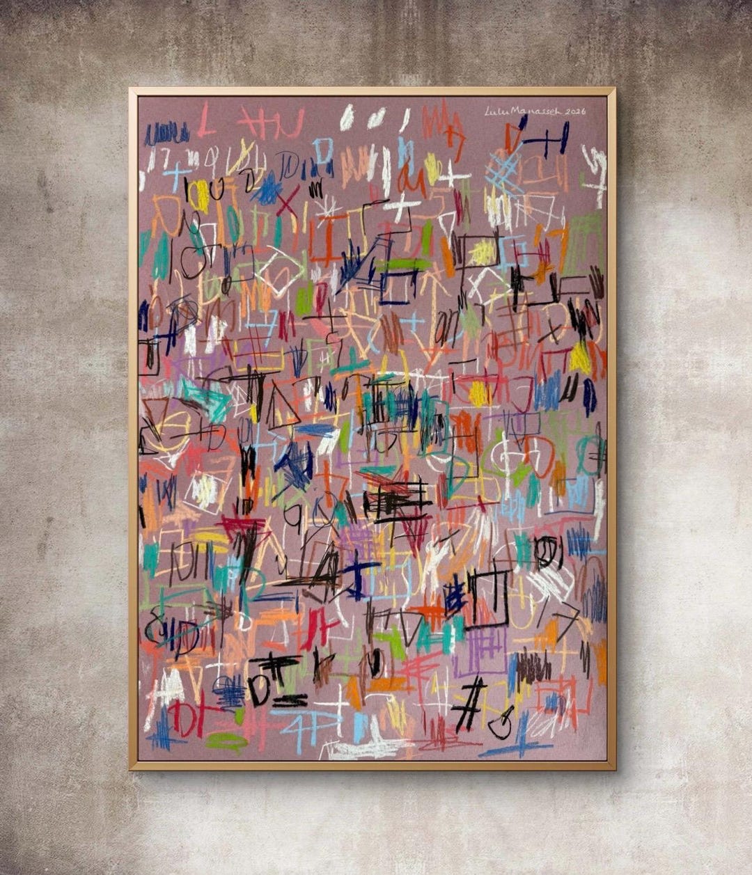 Original Chalk Pastel Drawing | A2 Expressive Abstract Wall Art (framed ...
