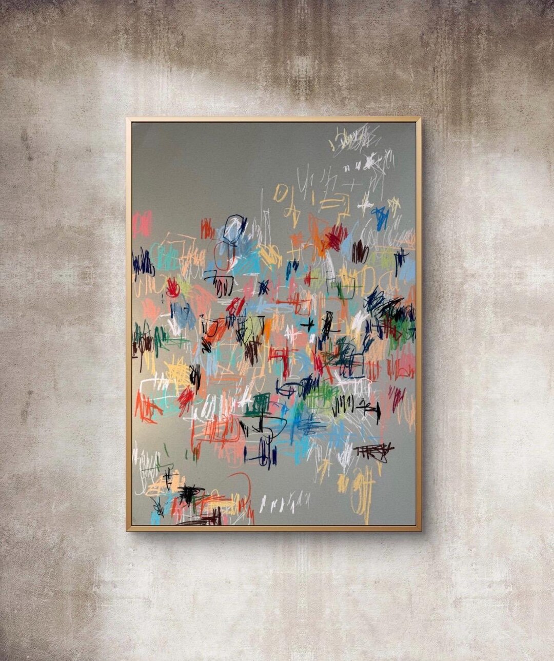 Original Chalk Pastel Drawing | A1 Expressive Abstract Wall Art (framed ...