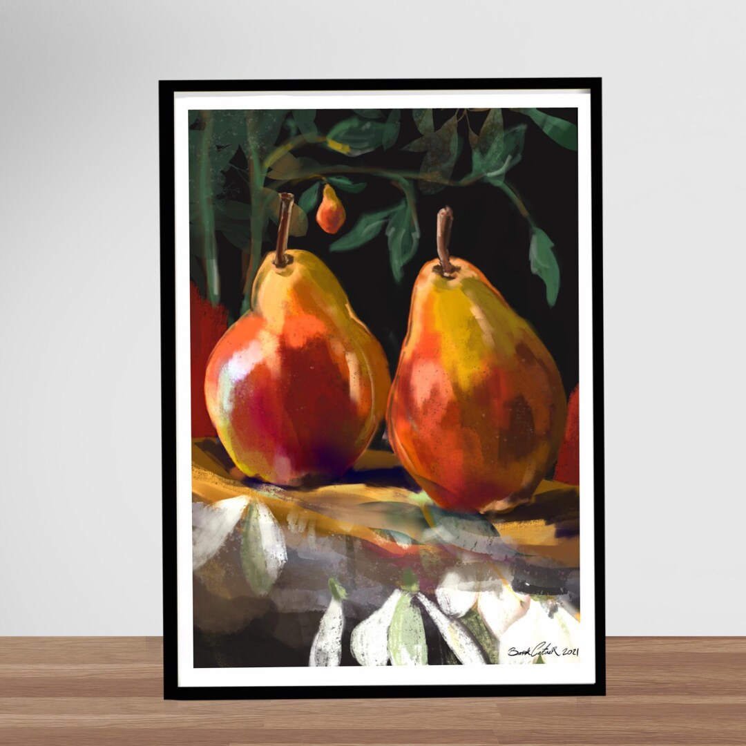 Twin Pears - Giclée Art Print, Fruit Art, Botanical Art Print, Pear ...