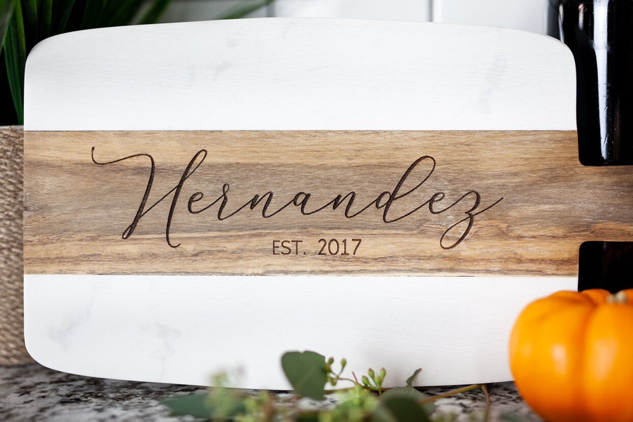 Personalized Cutting Board Marble and Wood Custom Cutting | Etsy