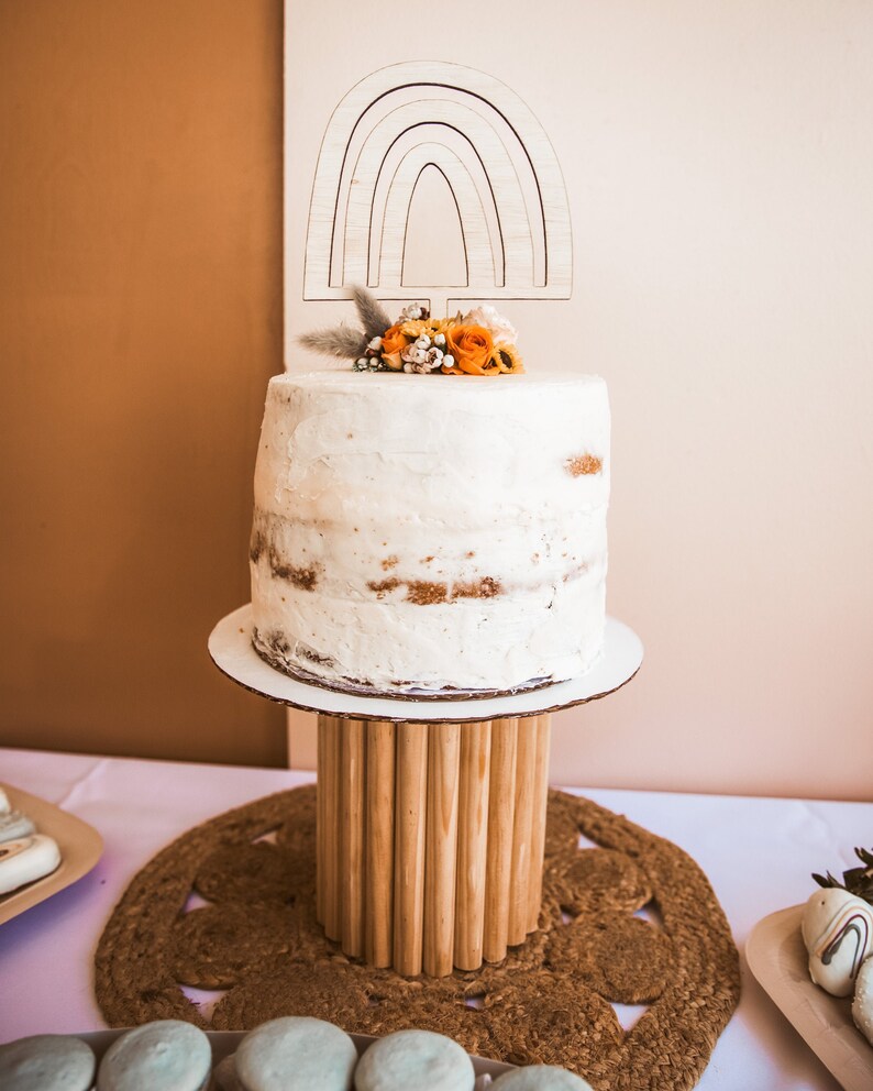 Wooden Rainbow Cake Topper Boho Cake Topper Rainbow Topper | Etsy