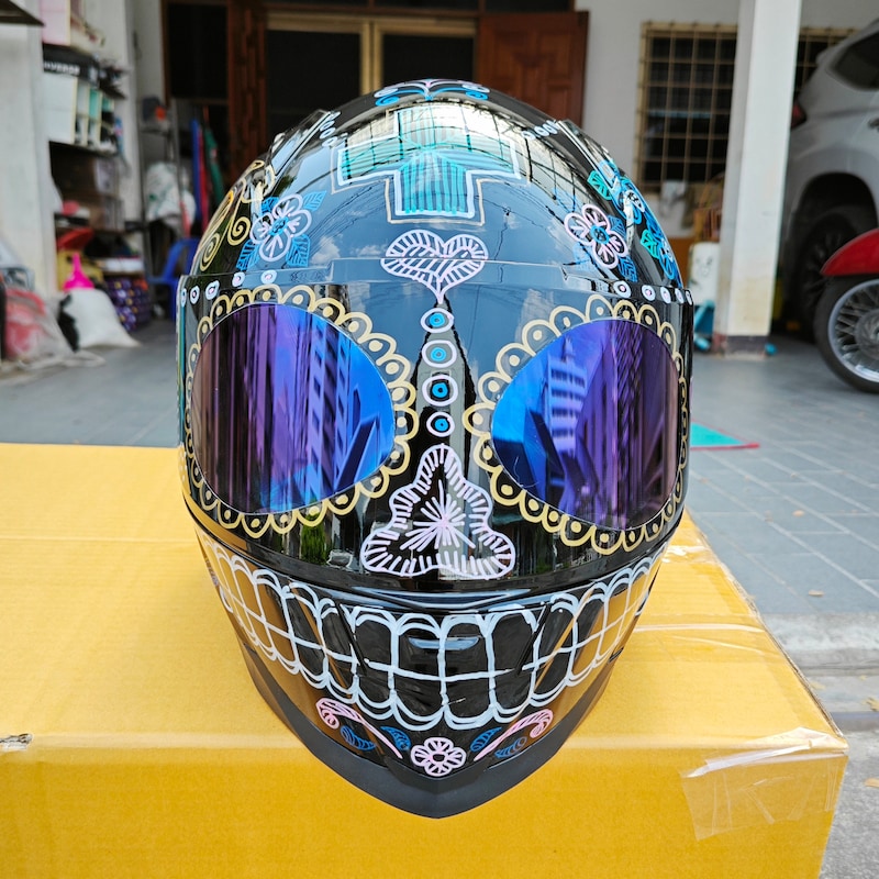 Skull Motorcycle Helmet - Etsy