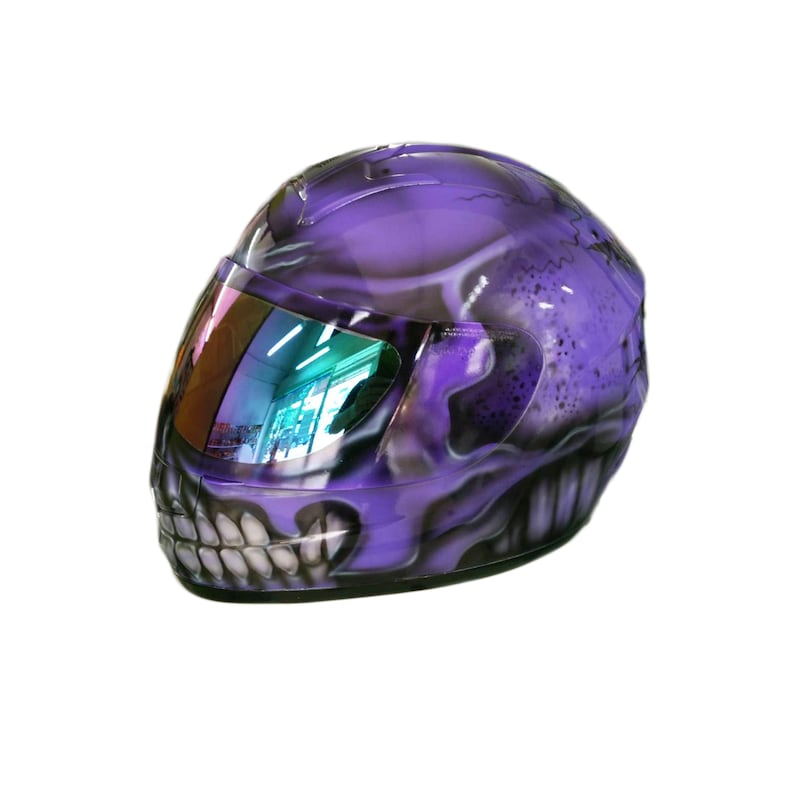 Custom Airbrushed Skull Motorcycle Helmet, Ghost Rider Art, Full Face ...